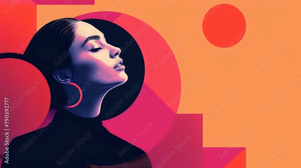 Contemporary Elegance: Stylized Profile of a Female Figure in Vibrant ...