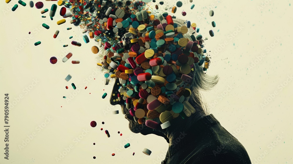 Conceptual representation of a mind overwhelmed with a bursting array ...