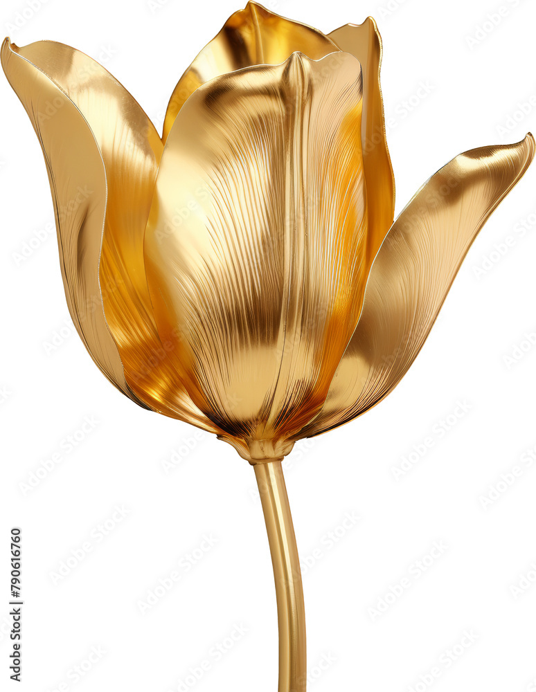 golden tulip,tulip flower made of gold isolated on white or transparent ...