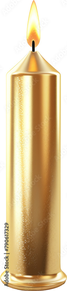 golden candle,candle made of gold isolated on white or transparent ...