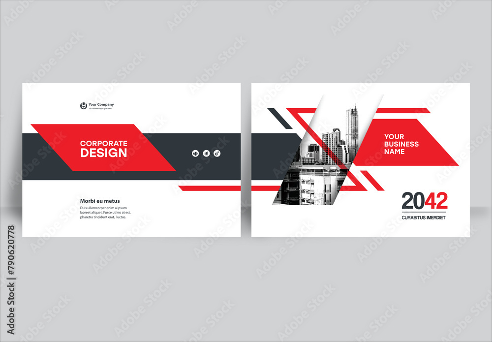 Red and Black Geometric Book Cover Layout Stock Template | Adobe Stock