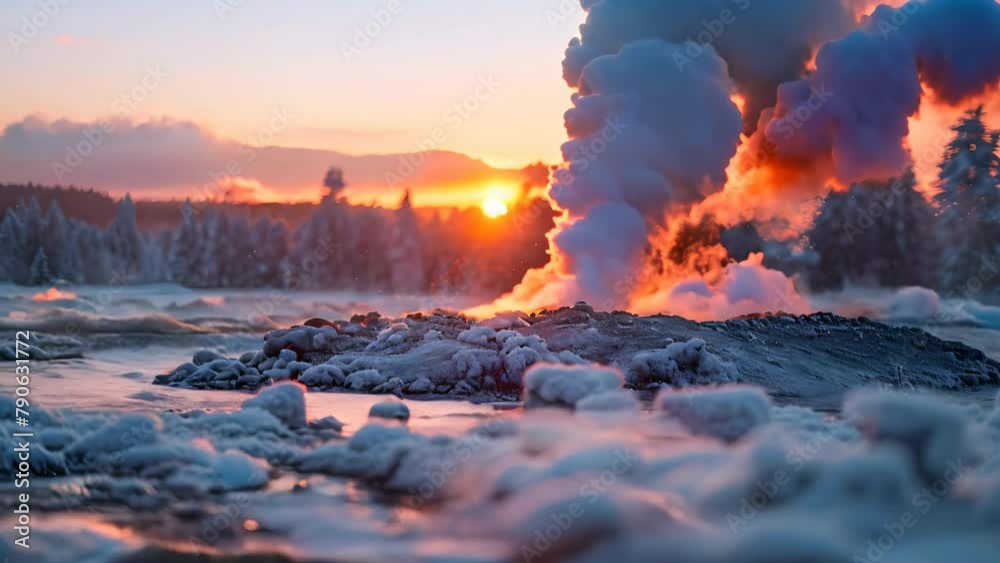 Geothermal Energy: Harnessing Earth's Warmth at Sunset. Concept ...