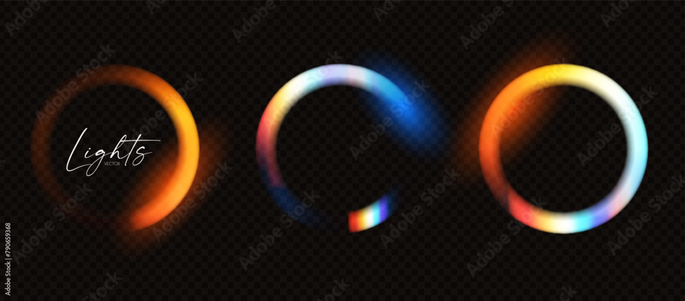 Rainbow circle light effect. Shining banner. Dispersion of beam. Stock ...