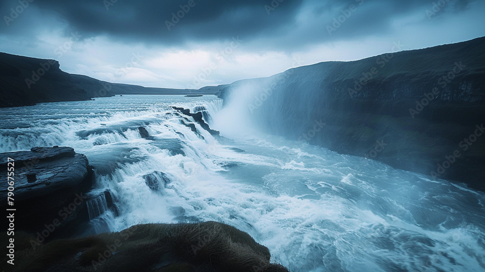 amazing natural beauty Gullfoss Falls, One of the most famous ...