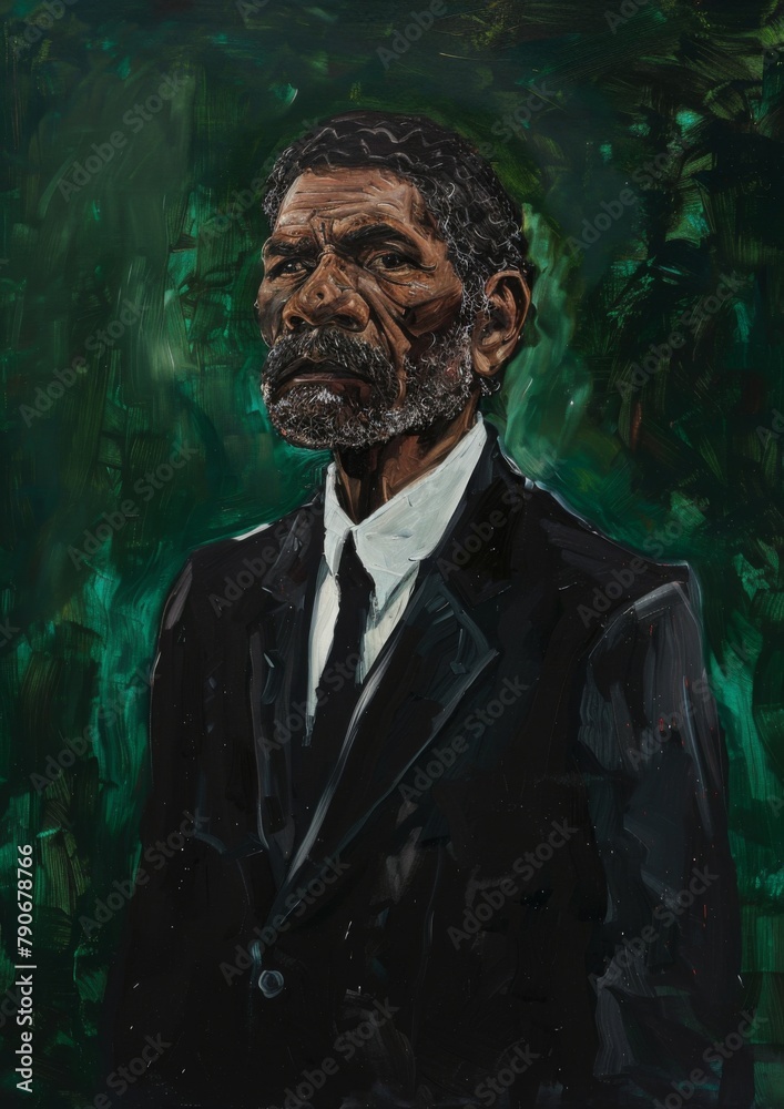 A debonair half-body portrait of an Australian Aboriginal man in a ...