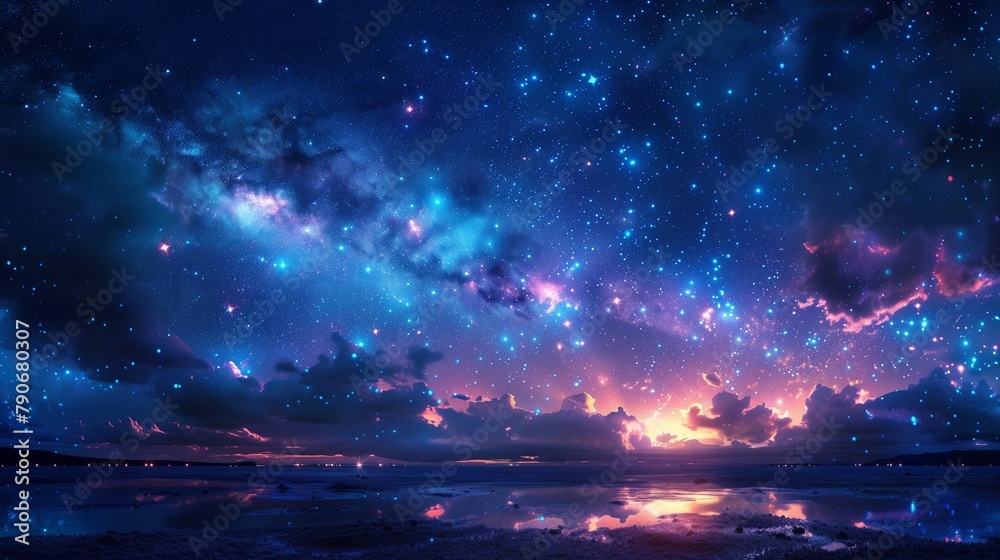 A night sky filled with stars, where the stars form a constellation ...