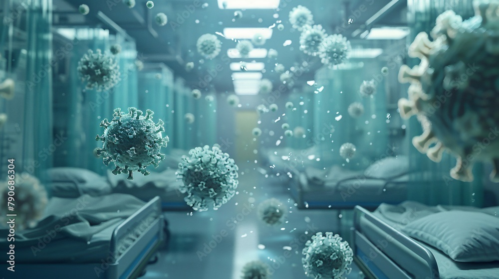 Hospital Room Enhanced Infection Control Measures Stock Illustration ...