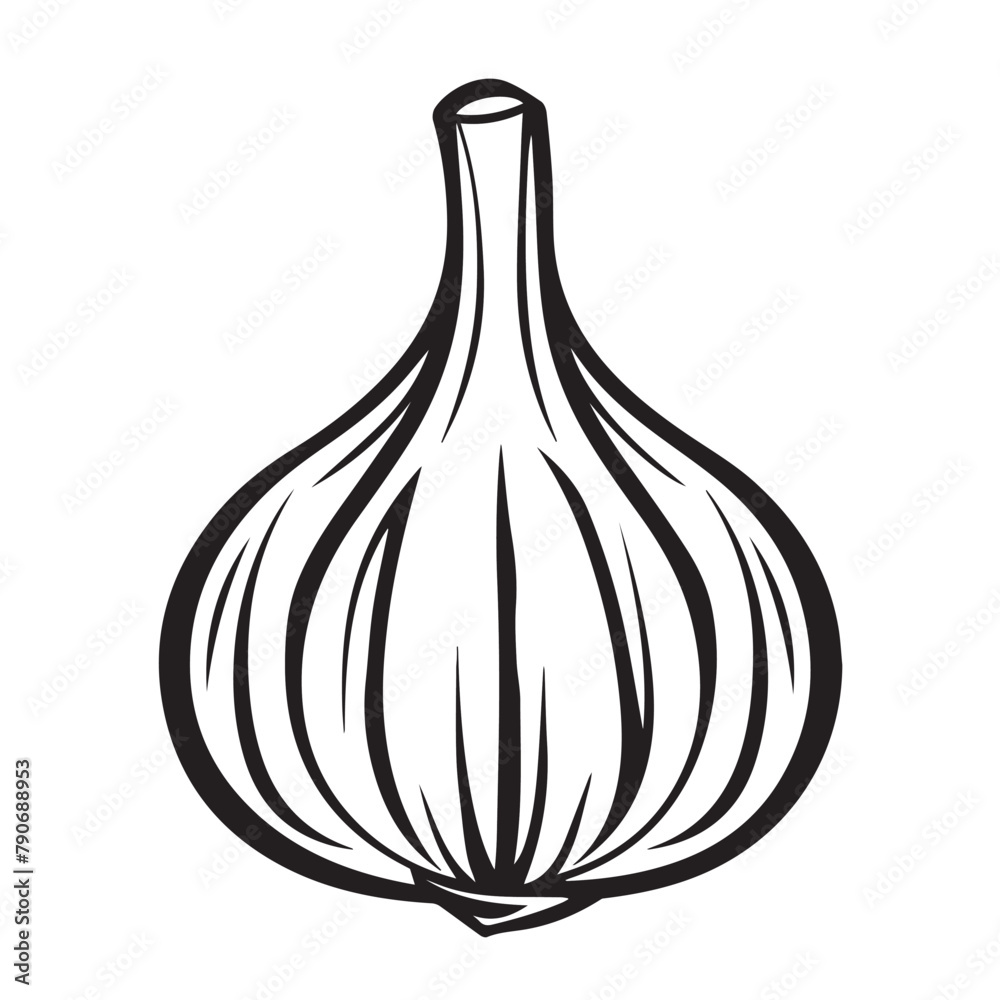 Garlic in cartoon, doodle style . Image for t-shirt, web, mobile apps ...