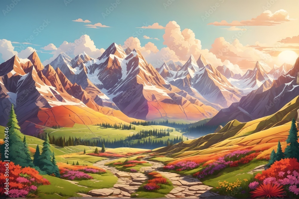 Hike Trail Through the Mountains Landscape, Mountains Hike Trail ...