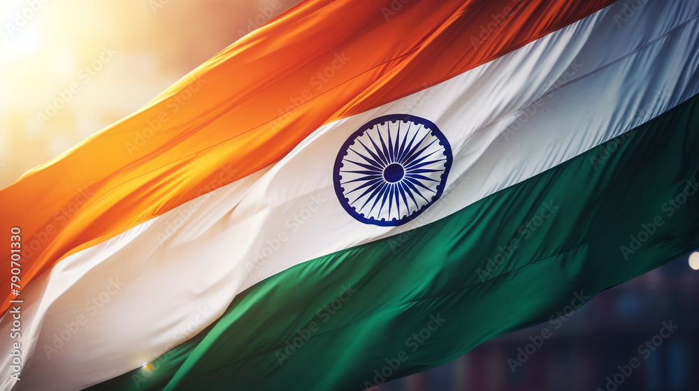 India flag flying high at Connaught Place with pride in blue sky, India ...