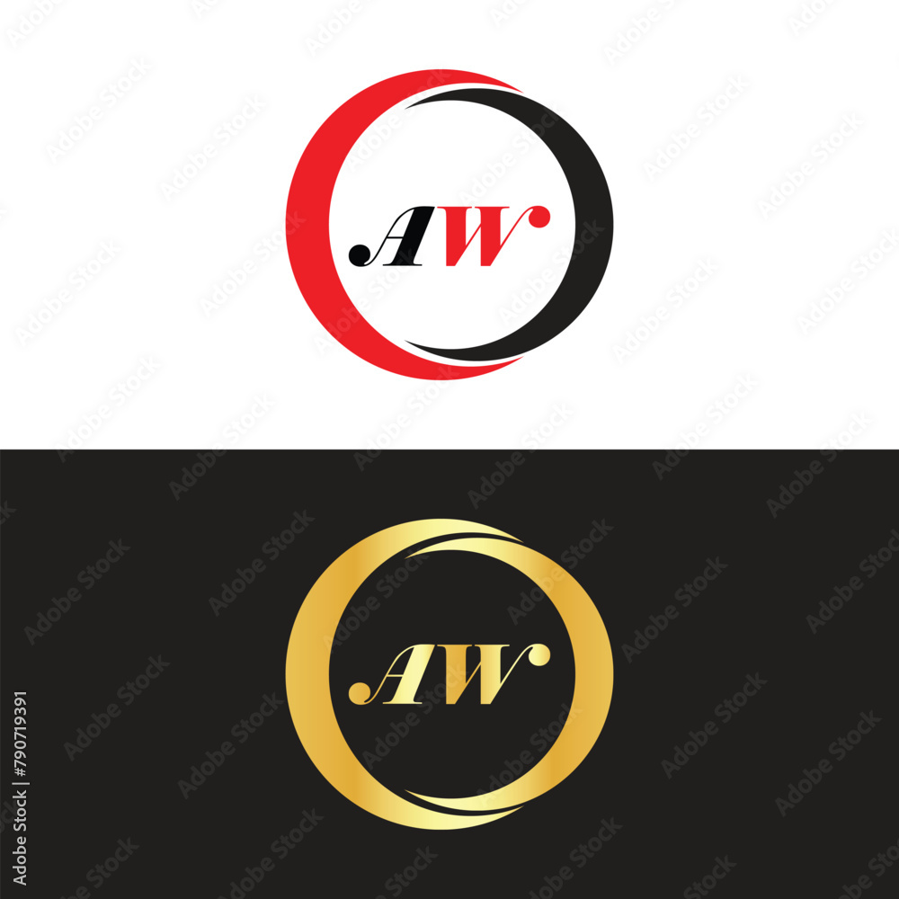 AW Letter Logo Design. Initial letters AW logo icon. Abstract letter AW ...