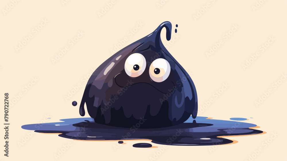 Cartoon black oil drop 2d flat cartoon vactor illus Stock Vector ...
