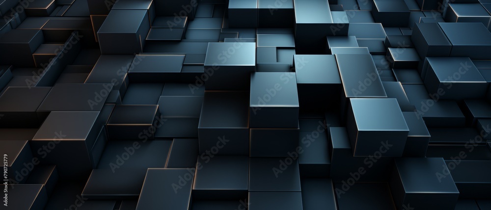 Complex tech pattern with interlocking 3D prisms, dark theme ...
