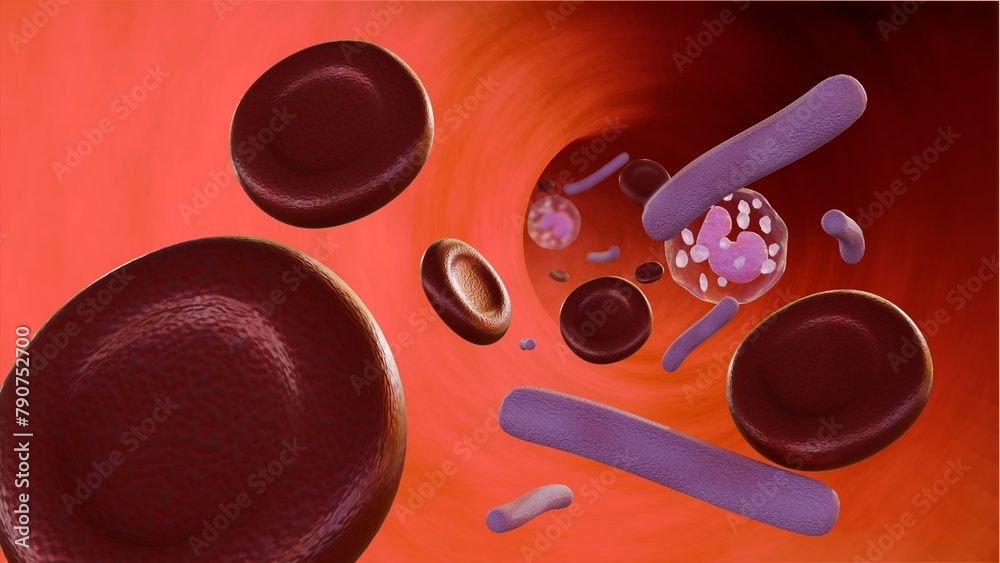 3d rendering of Septicemia, or sepsis, is the clinical name for blood ...