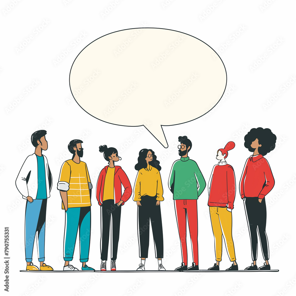 People character with empty white text balloon, isolated on white ...