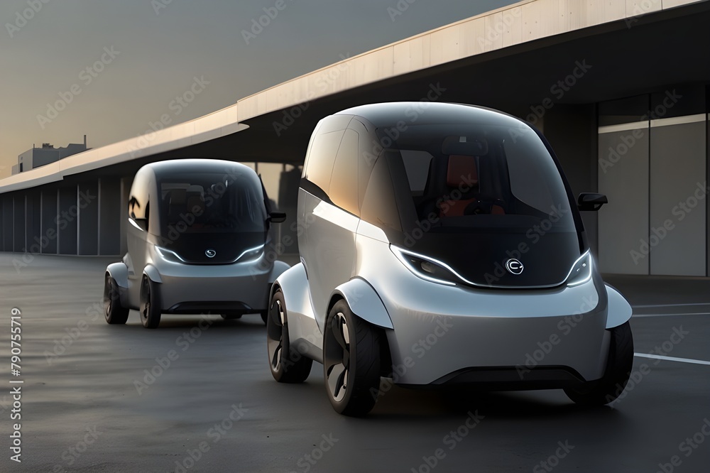 new EV concept car, e-trike design launch, vehicle isolated in white ...