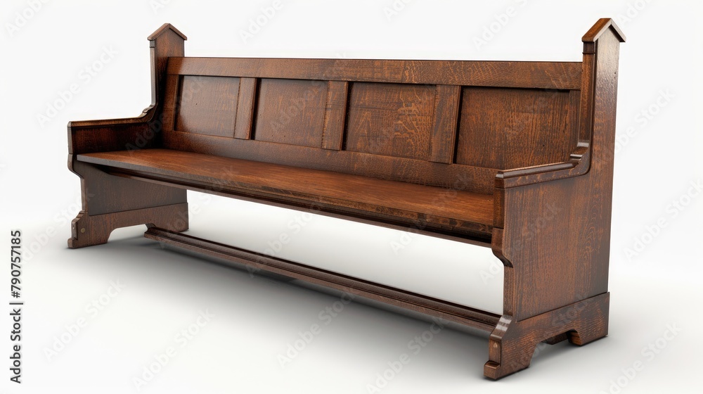 Church Pew Isolated: A Brown Bench of Christian Architecture in ...