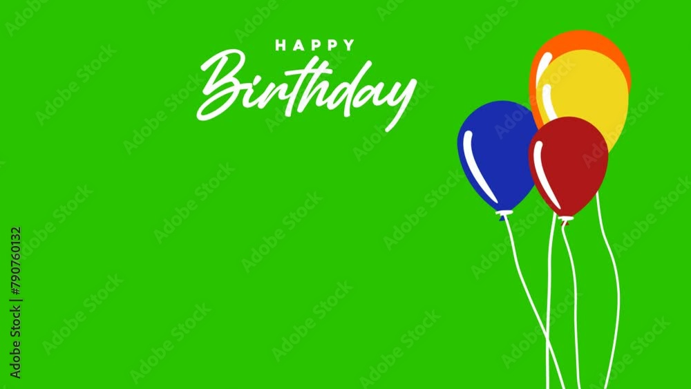 Happy Birthday Animation Text With Copy Space And Green Screen