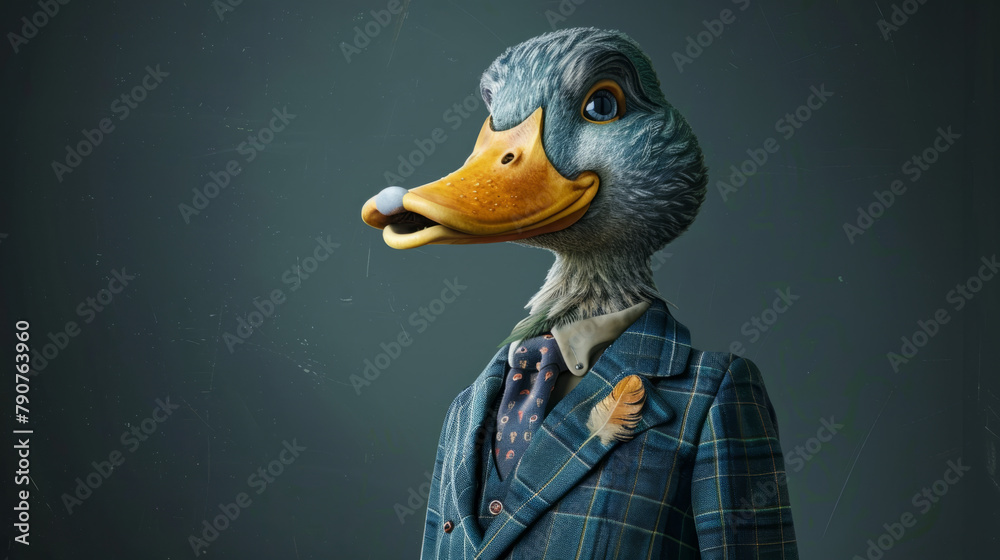 Duck dressed to the nines in a bespoke suit with a trendy feather ...