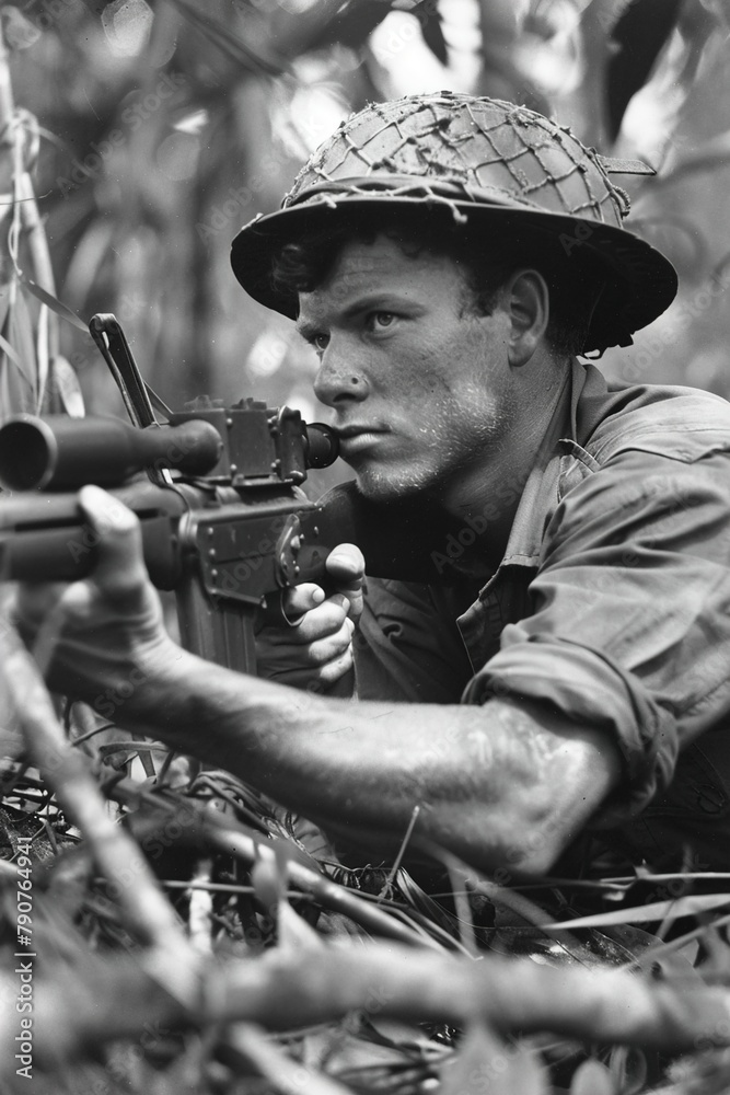 Australian Digger With Bren Gun in Jungle Stock Photo | Adobe Stock
