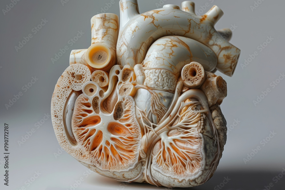 anatomical model of a human heart showcasing internal structures and ...