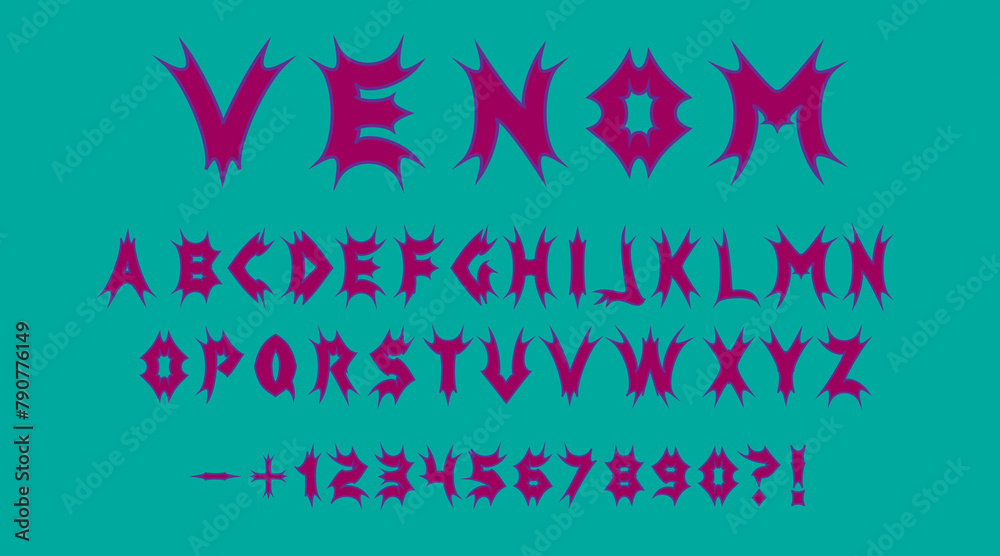 Fonts with numbers, font style, font design, venom style, font, purple ...