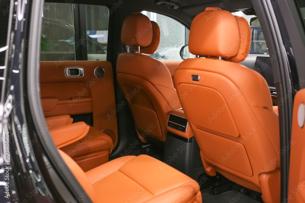 Interior of a car detail SUV Lixiang L9 luxury. Dashboard, steering ...