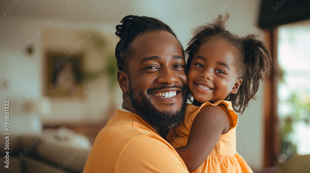 enjoy happy love black family african american father carrying daughter ...