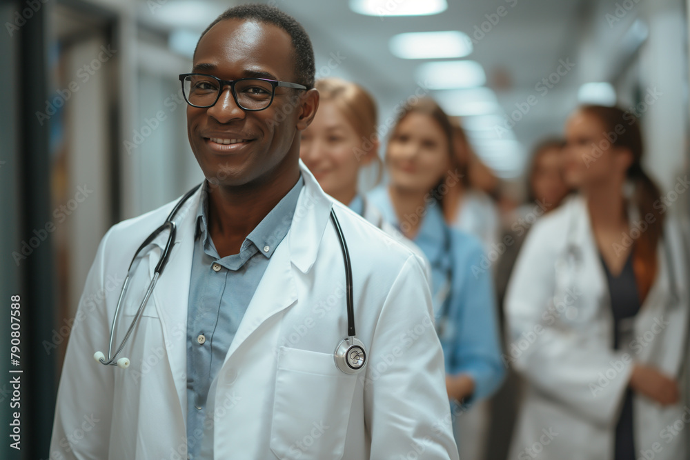 Picture of a group of doctors gathered at the hospital. Group of health ...