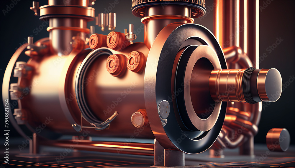 Boiler room equipment - copper pipeline of a heating system , Hyper ...