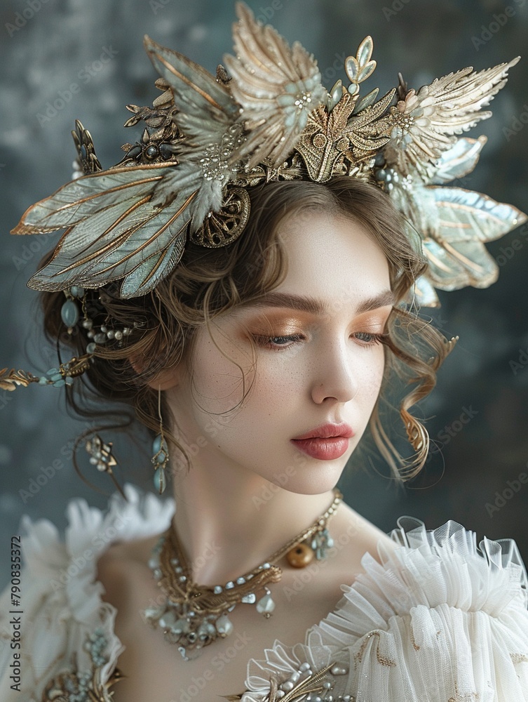 Ageless Beauty Illustrate the lady with her wings arranged as a crown ...