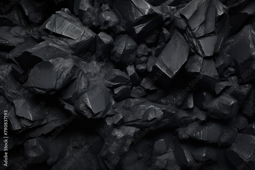 Black coal texture background. Top view of black coal pile texture ...