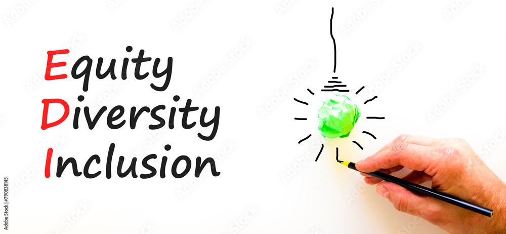 EDI equity diversity inclusion symbol. Concept words EDI equity ... EDI equity diversity inclusion symbol. Concept words EDI equity ...