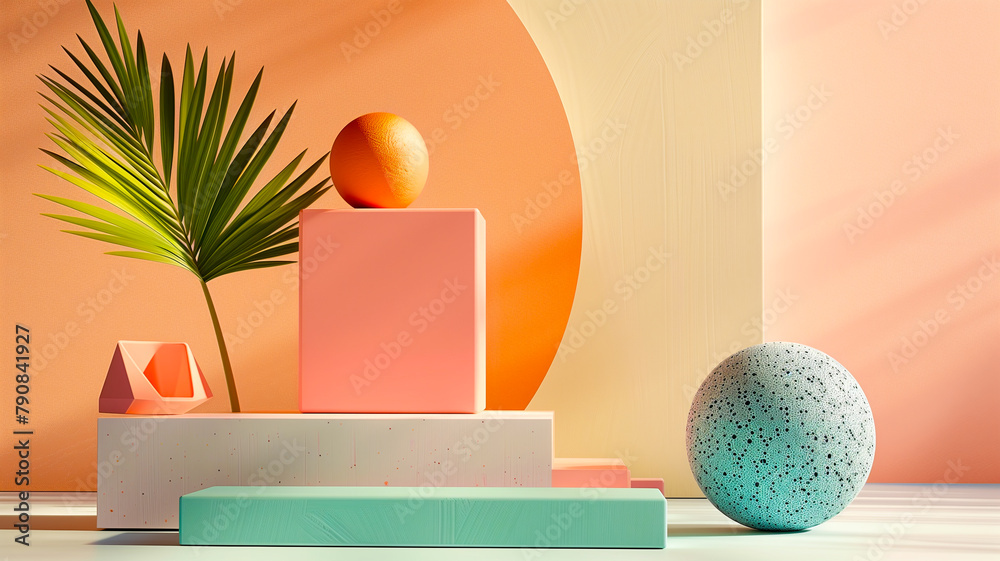 art deco, Scene of Retro art 3d abstract composition featuring ...