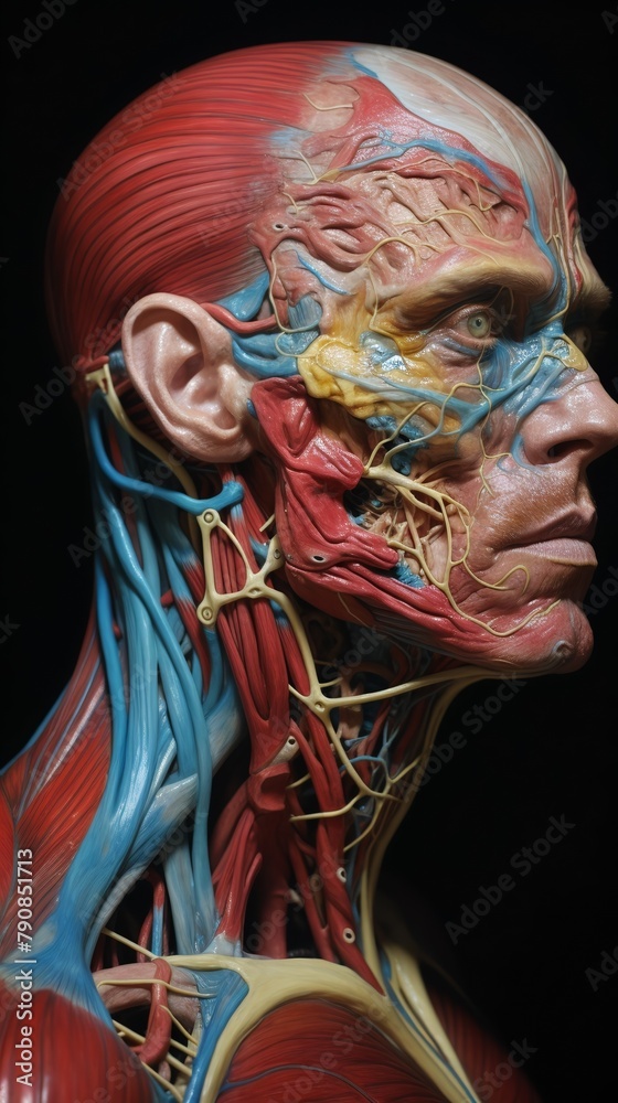 Anatomy of the human head, muscles and muscle tissues Stock Photo ...