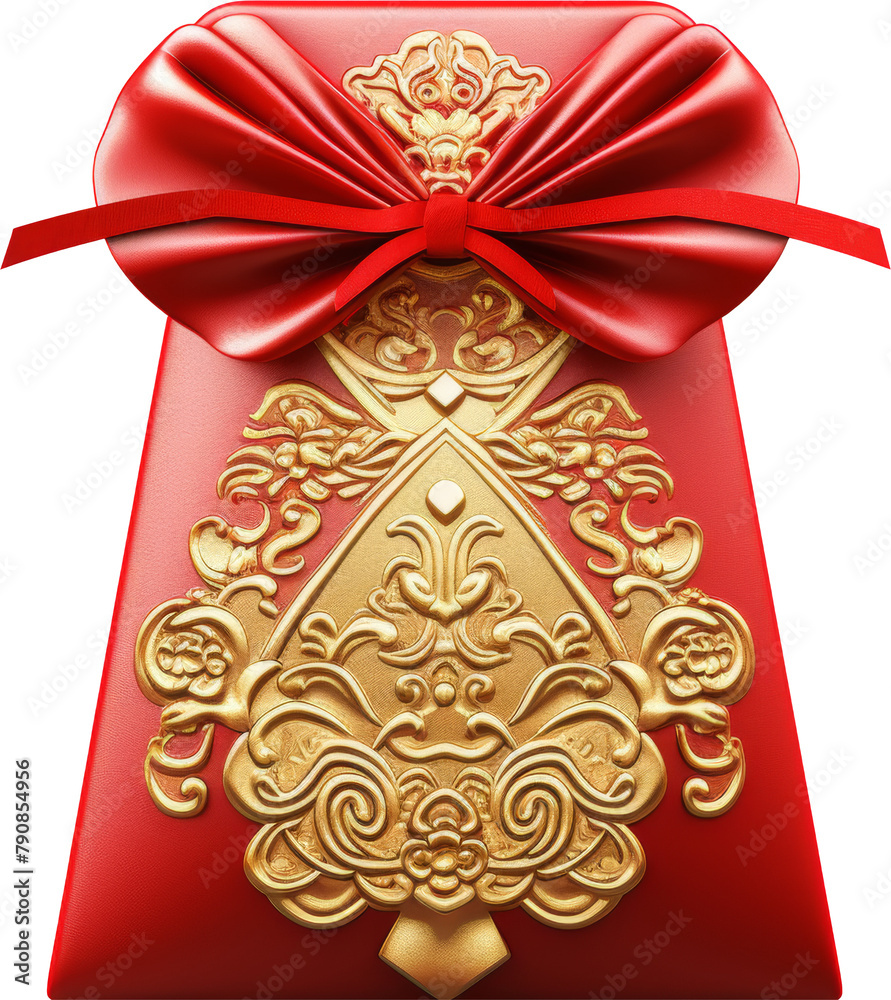 golden angpao,angpao made of gold isolated on white or transparent ...