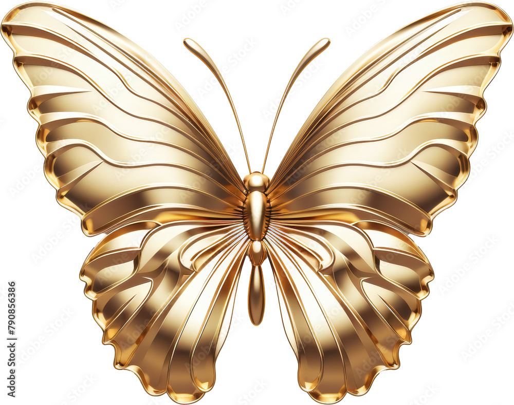 butterfly made of gold,golden butterfly isolated on white or ...