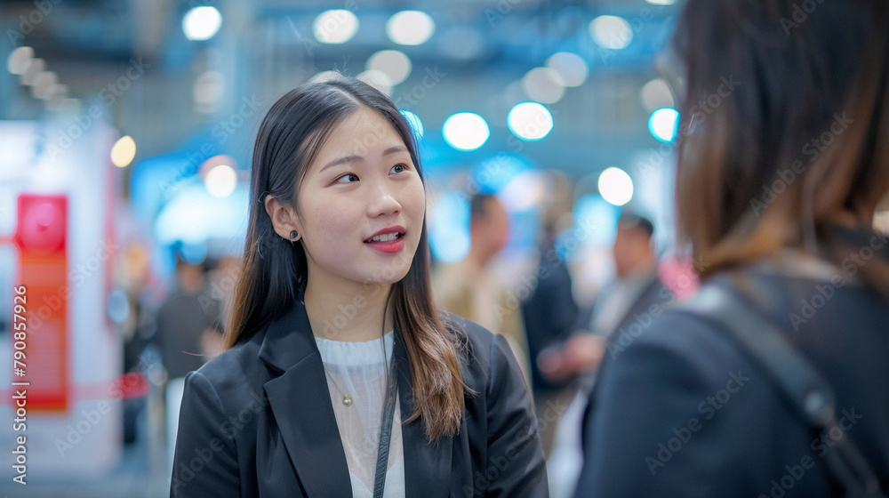 Young Asian Woman At A Job Fair - A Young Asian Woman Dressed In ...