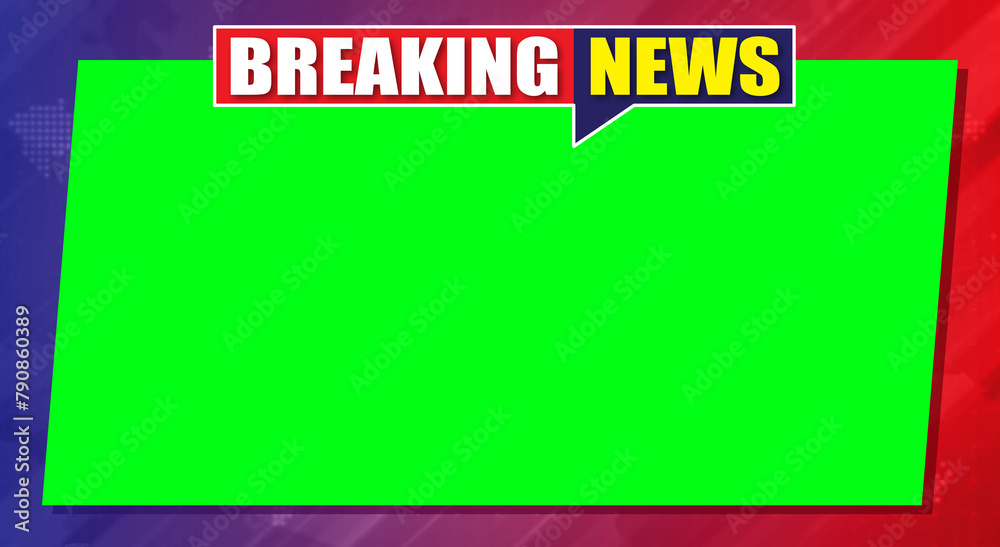 broadcasting, breaking news background with world map, green screen ...