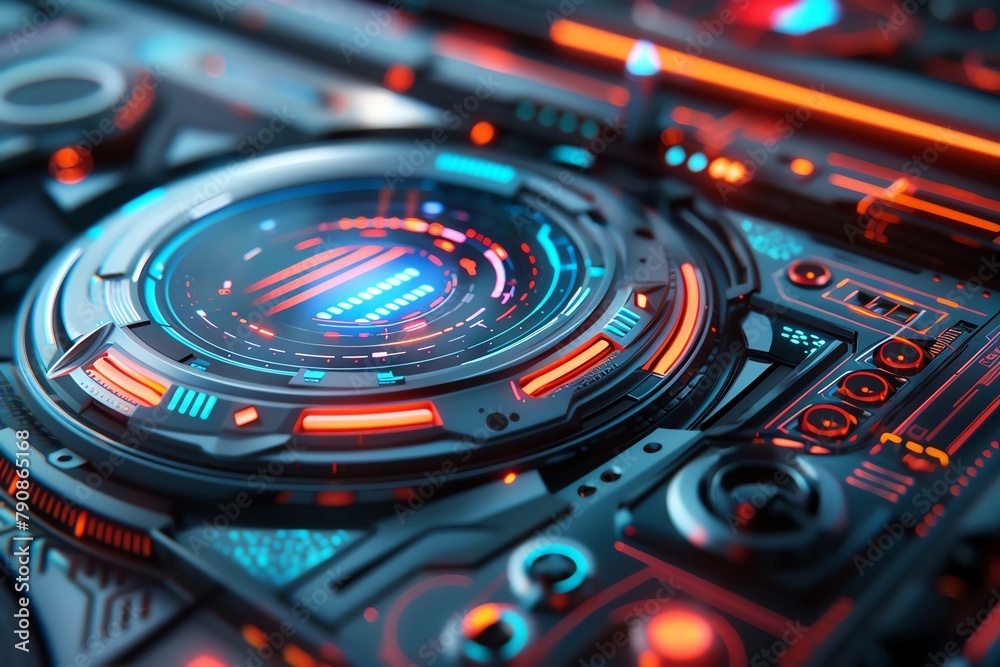 Craft a futuristic 3D rendering of a decibel meter with a close-up view ... Craft a futuristic 3D rendering of a decibel meter with a close-up view ...