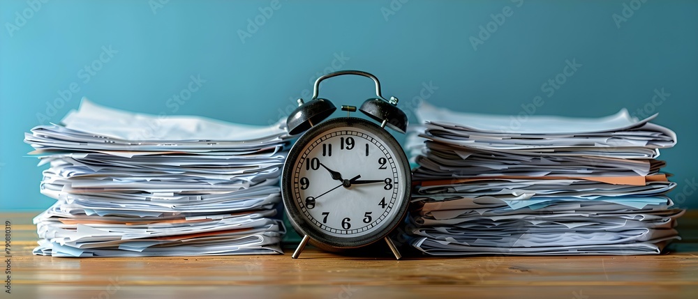 Deadline Looms: Piles of Paperwork and a Race Against Time. Concept ...