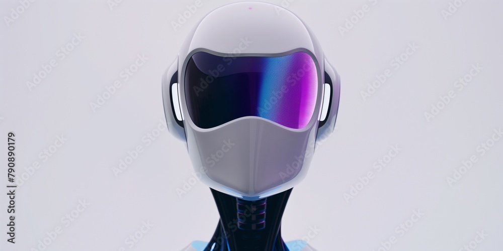 ultrawide shot, an all-white metal and plastic humanoid robot made by ...