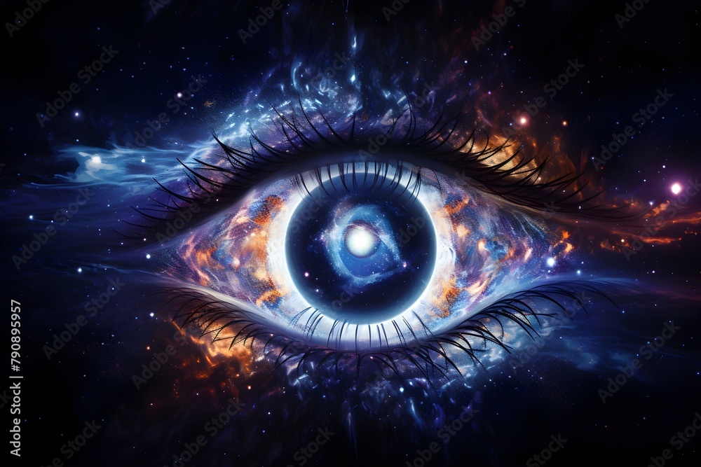 The visionary styled mystical eye of the universe made of ...
