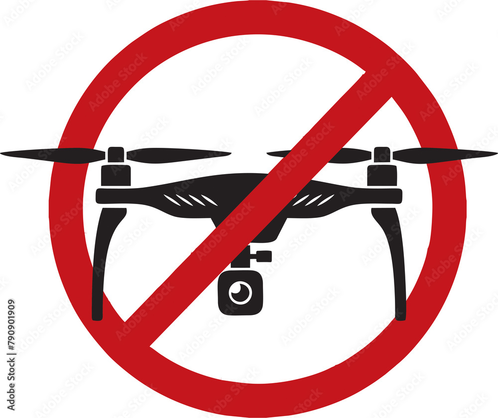 No drone fly zone sign. Drone or quad copter flying prohibited. Warning ...