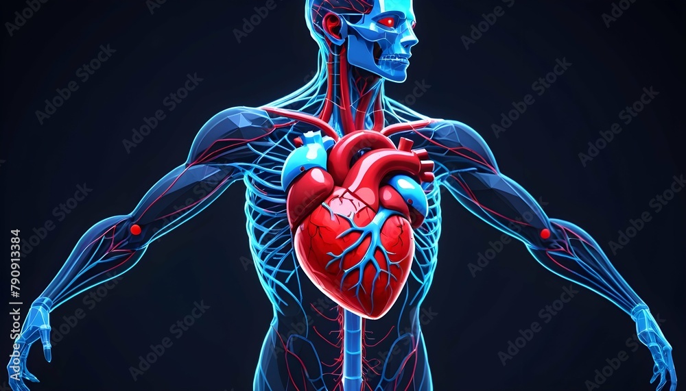 a human heart. It is a detailed and realistic depiction, showing the ...