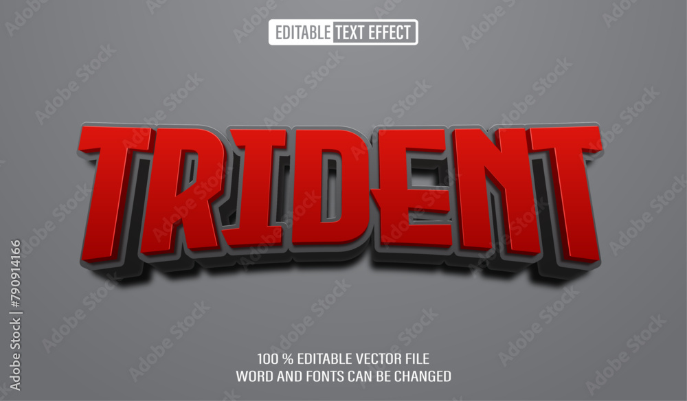 Editable 3d text style effect - Trident text effect Template Stock Vector | Adobe Stock