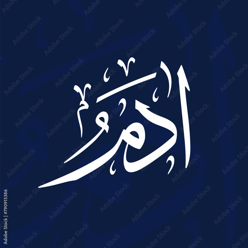 Adam Name in Arabic Thuluth Calligraphy Script Stock Vector | Adobe Stock