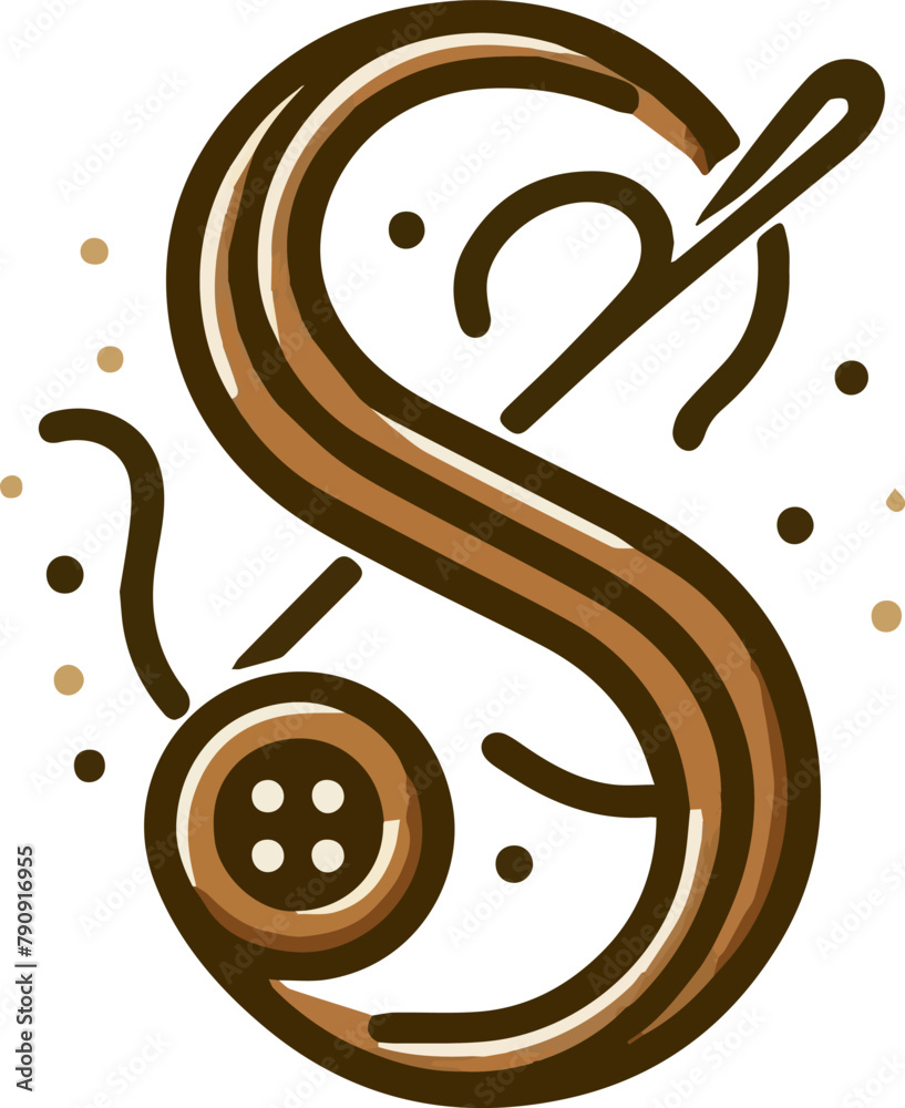 Vector color logo for a sewing studio. An image of a needle with a ...