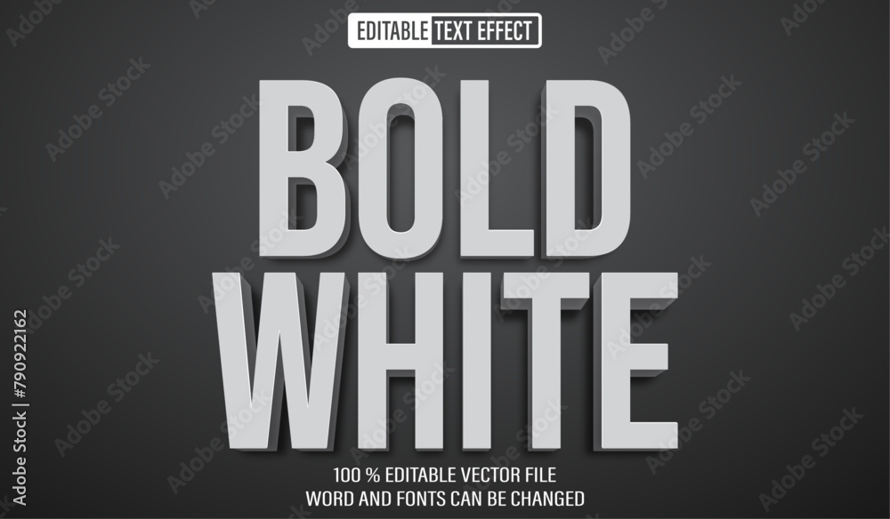 Editable 3d text style effect - Bold White text effect Template Stock ...