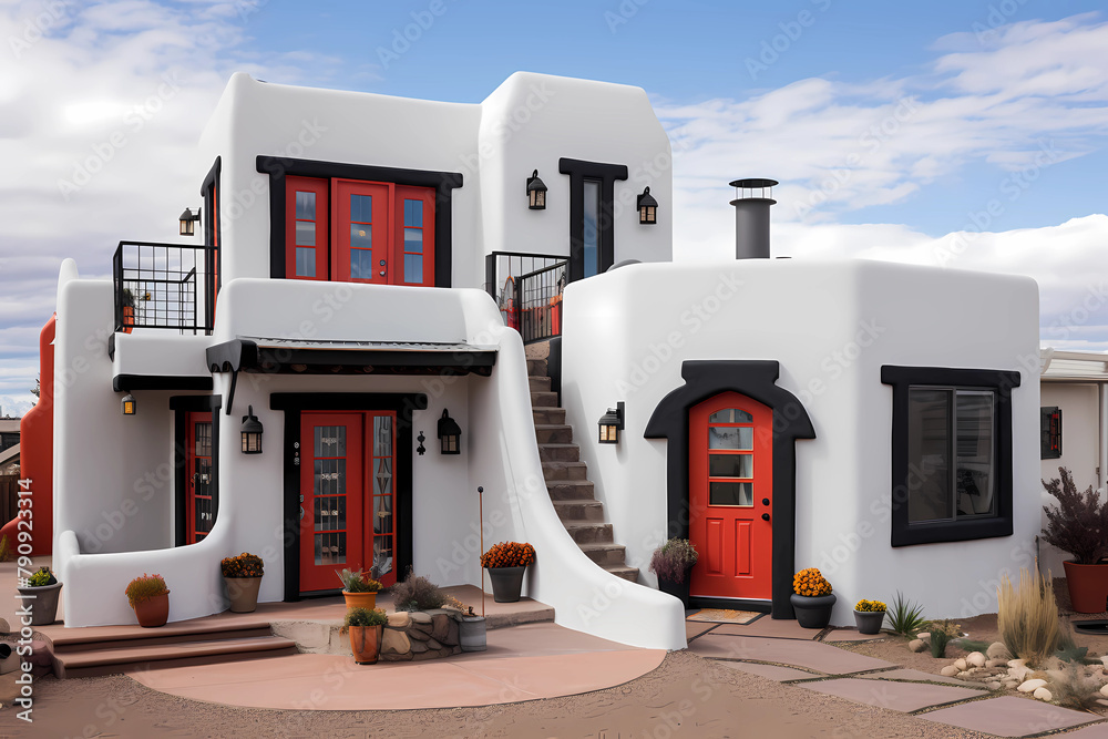 Pueblo Style House (Color Pop) - Originated in the southwestern United ...